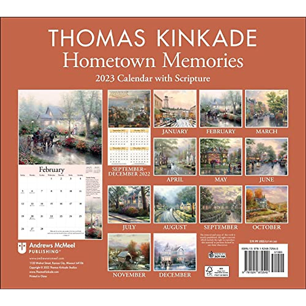 Thomas Kinkade Special Collector's Edition with Scripture 2023 Deluxe Wall Calen: Hometown Memories
