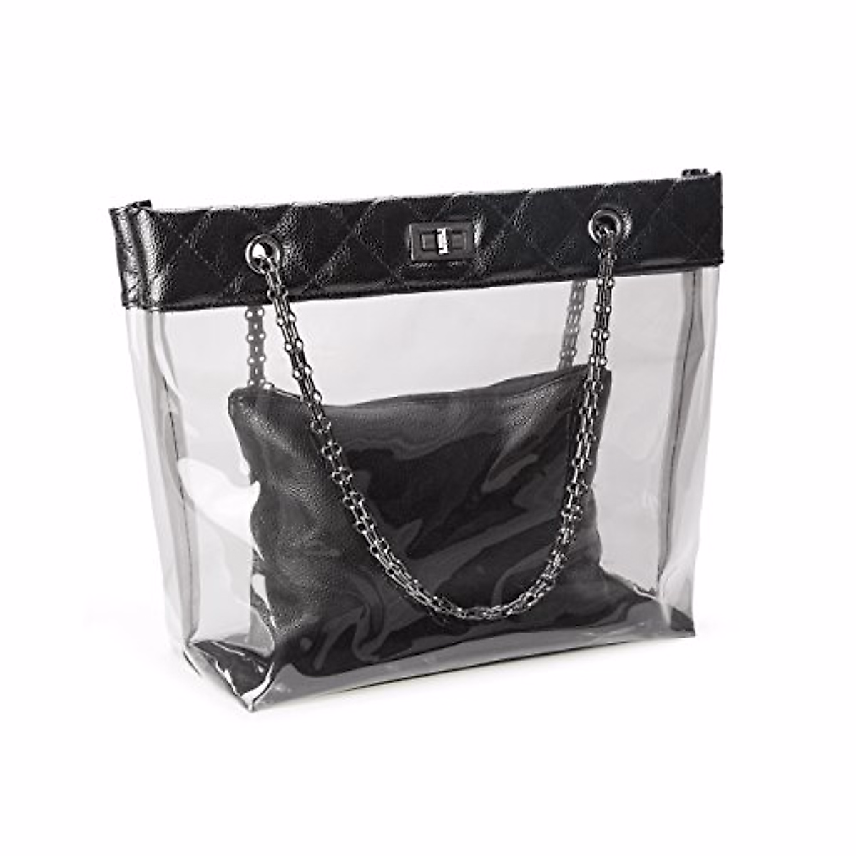 Candy Color 2 in 1 Chain Strap Clear Handbags Transparent Tote Purses for Women