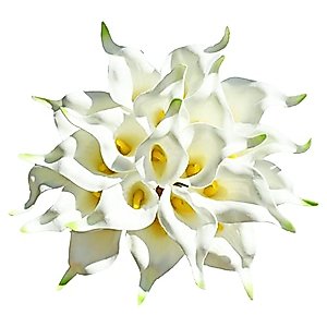 ONLY ART 20pcs White Artificial Calla Lily Flowers with Soft Latex Materials for Wedding Mother's Day Home & Kitchen Decoration