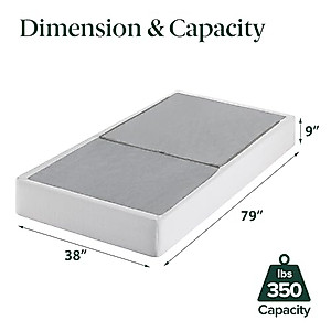 ZINUS 9 Inch Box Spring with Cover, No Assembly Mattress Foundation, Sturdy Metal Structure, Twin XL, White