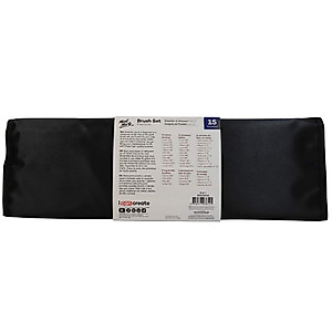 Mont Marte Premium Paint Brush Set 15 Piece, includes 15 Different Brushes in a Roll Case with Magnetic Closure, Suitable for Watercolour, Acrylic and Oil Painting