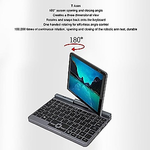 Dpofirs Mini Laptop for Windows11, 180 Flip 8 inch Touch Screen, 4 Core Alder Lake Processor LPDDR5 12GB, 10 Point Touch with Stylus, 3200mAh Business Laptop (12GB+128GB US Plug)