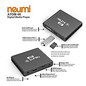 NEUMI Atom 4K Ultra-HD Digital Media Player for USB Drives and SD Cards - Plays 4K/UHD 60fps Videos, HEVC/H.265, HDMI and Analog AV, Automatic Playback and Looping Capability