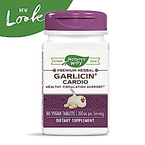 Nature's Way Garlicin Cardio, SmartRelease Garlic with MAX Allicin Potential, Odor Free, 60 Count, Pack of 2