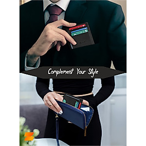 ZEGY Slim Credit Cardholder Minimalist Wallet – Premium Full Grain Leather Wallet– Cardholder Wallet for Men and Women with 7 Slots – Including 1 ID Card Slot – RFID Blocking Slim Wallet (Brown)