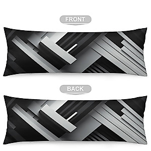 MaSiledy Body Pillow Case Geometry Long Case Protector with Zipper Black White Diagonal Geometric Design Body Pillowcase Bed Large Soft Body Pillow Covers 20x54 Inches for Bedding Couch