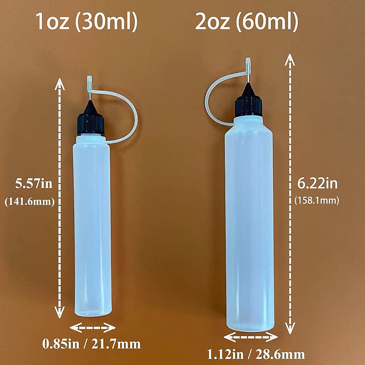 XIAONAN 30pcs 2oz(60ml) Precision Tip Applicator Bottle Needle Tip Squeeze Bottle for Painting Craft and Glue/Ink/Oil Projects with 6 Funnels, 1 Brush, 1 Label