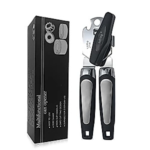 Safring Can Opener Manual, Handheld Strong Heavy Duty Stainless Steel Can Opener, Comfortable Handle, Sharp Blade Smooth Edge, Can Openers with Multifunctional Bottle Opener