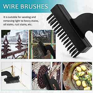 JIANWEI 5PCS Reciprocating Saw Spatula Brush Set, Nylon Wire Abrasive Brushes Reciprocating Blade Saw Cleaning Tool for Tile Cleaning, Floor Mud Cleaning, Wall Putty Removal(Black)