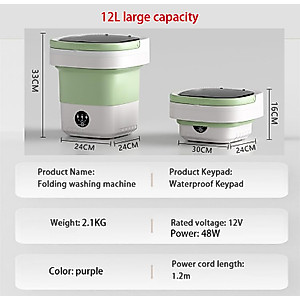 xixibuy Mini portable washing machine with spin, Portable washer for Underwear, Baby Clothes, or Small Items, for Apartments, Camping, Travel(12L-Purple)