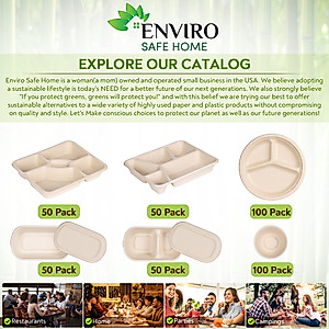 Enviro Safe Home 10 Oz Bamboo Disposable Bowls - 100 Pack - Heavy Duty Soup Bowls - Microwavable, Oven Safe, Eco-Friendly, Leak-Proof