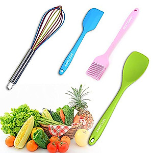 Kitchen Utensil Set - 11 Cooking Utensils - Colorful Silicone Kitchen Utensils - Nonstick Cookware with Spatula Set - Colored Best Kitchen Tools Kitchen Gadgets