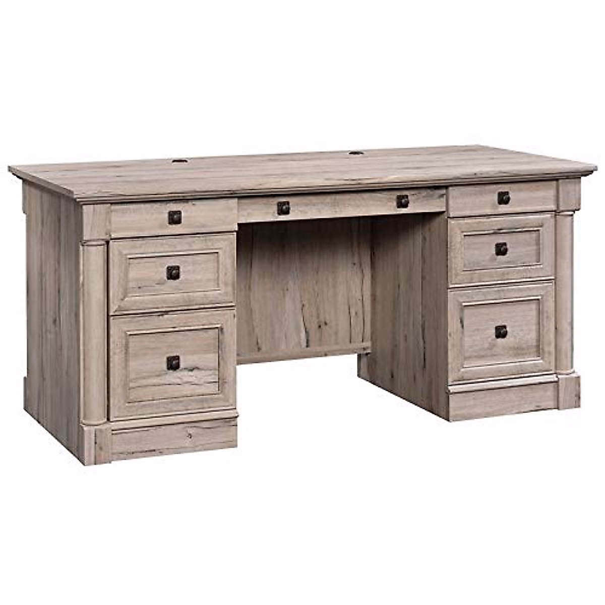 Sauder Palladia Executive Desk, L: 65.12" x W: 29.53" x H: 29.61", Split Oak finish