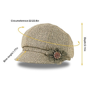 Juiterchy Women Retro Classic Visor Newsboy Cabbie Cap Beret Hats with Flower Buckle for Woman Ladies