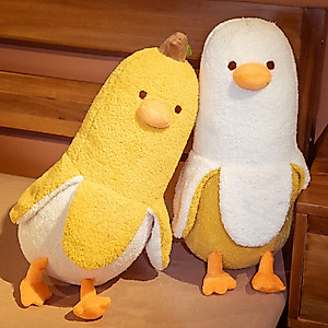 hitoshe Banana Duck Plush Toy, Banana Duck Stuffed Animals Doll Cute Plushie Hugging Plush Pillow Gift for Girls and Boys (White, 19.68 inch)