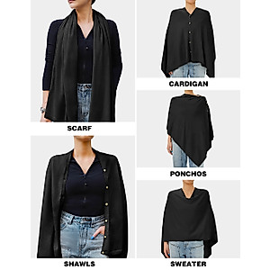 PULI Women's Versatile Knitted Shawls Scarf Poncho Sweater with Buttons Light Weight Spring Summer Fall Shawl Wrap