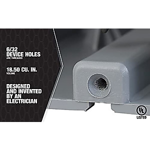 Southwire MSB1G One Device Adjustable Depth, Heavy Duty 42lb. Mounting Screws Included 1-GANG PVC ELECTRICAL BOX, Gray