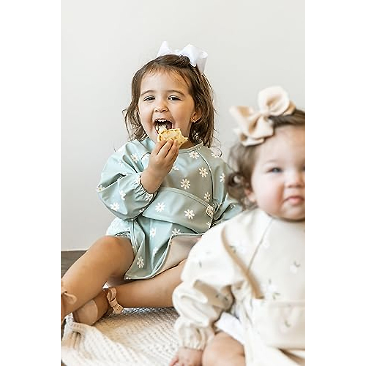 Zoe & Co Baby Bibs for Eating w/Food Catcher | Premium Soft Waterproof Bibs for Baby Led Weaning | Cute Toddler Bibs 1-3 years | Mess-proof Long Sleeve Bib | Baby Bib w/Adjustable Fit