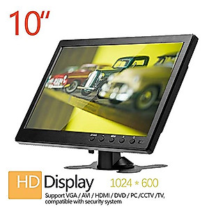 EKAT LCD Security CCTV Monitor, 10.1 Inch HDMI Camera Monitor HD 1024X600 with BNC, AVI, VGA, HDMI Input Cable,Compatible with PC CCTV Security Camera Car DVR