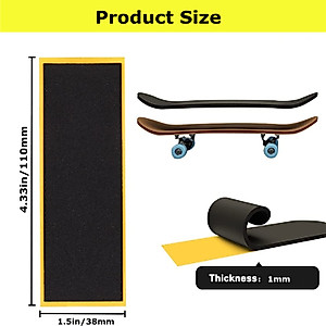 WINDIR 24Pcs Foam Grip Tape +1 Finger Pant for Fingerboards, 38 * 110mm Professional Black Wooden Mini Skateboards (24+1)