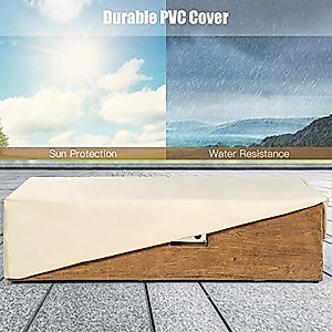 Toolsempire 48in Fire Table 50,000 BTU Outdoor Propane Fire Pits Wood-Like Fireplace with Waterproof Cover, Lava Rock, Stainless Steel Burner & Easy Ignition System for Patio, Outside, Party, Garden