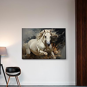 Majestic Black Stallion Galloping In The Clouds, Black Horse On Salt Flats, Canvas Print, Black Horse Print, Black Horse Wall Art