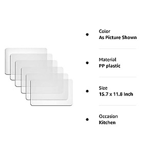 Boao 6 Pieces Plastic PlacematsTable Mats Heat Resistant PlacematsDining Mats for Table, Dining, Kitchen (15.7 x 11.8 Inch)