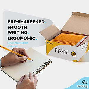 Enday #2 Pencils Bulk - 300 Pack, Pre-Sharpened Wood-Cased Pencils in Bulk with Latex-Free Eraser Top, Yellow Pencils for Office and Classroom Supplies