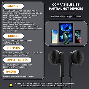 USB C Headphones for iPhone 15/15 Pro/ 15 Pro Max Galaxy S24 Ultra Plus Type C Wired Earbuds with Microphone Noise Isolation Stereo Semi in Ear USB C Earphones Wired for Samsung S22 Ultra S23 Android