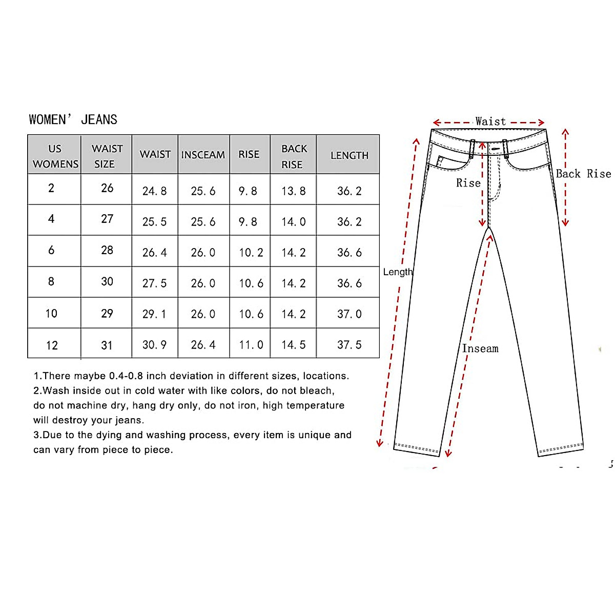 Allimy Women's High Waist Skinny Stretch Ripped Jeans Destroyed Denim Pants 12