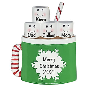 Family Personalized Christmas Ornaments 2023 - Fast & Free 24h Customization – Hot Cocoa Mug Family of 4 Christmas Decorations with Name - Comes Gift-Wrapped