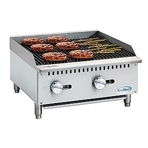 KoolMore 24 in. Commercial 2-Burner Natural Gas Charbroiler with 60,000 BTU in Stainless-Steel, ETL Listed(KM-GCB2-24M)