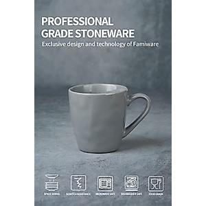 Famiware Mars 6 Pieces Coffee Mug, 12 oz Tea Mug, Catering Mugs with Handle for Coffee, Tea, Cocoa, Milk, White