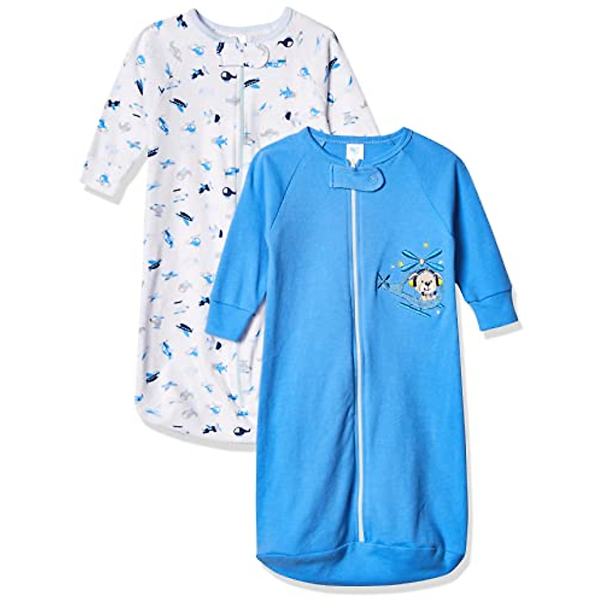 Spasilk Unisex-Baby Newborn Cotton Sleep Bag Sacks, 2 Pack, 0-6 Months - Blue Helicopter
