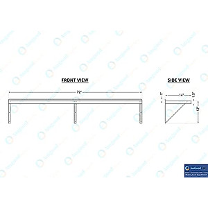 AmGood Stainless Steel Wall Shelf | Square Edge | Heavy Duty | Commercial Grade | Wall Mount | NSF Certified (14" Width x 72" Length)
