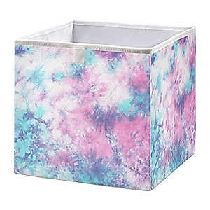 RunningBear Tie Dye Storage Basket Storage Bin Square Collapsible Storage Cubes Empty Gift Baskets Organizer for Nursery Toys Kids Room