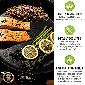 Gotham Steel Copper Cast 10 Piece Pots and Pans Set with Ultra Nonstick Diamond Surface, Includes Frying Pans, Stock Pots, Saucepans & More, Stay Cool Handles, Oven & Dishwasher Safe, 100% PFOA Free