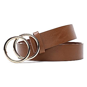 MORELESS 3 Pack Women's Faux Leather Belts for Jeans Dress Pants, Fashion Waist Belts with Double O-Ring Buckle Medium