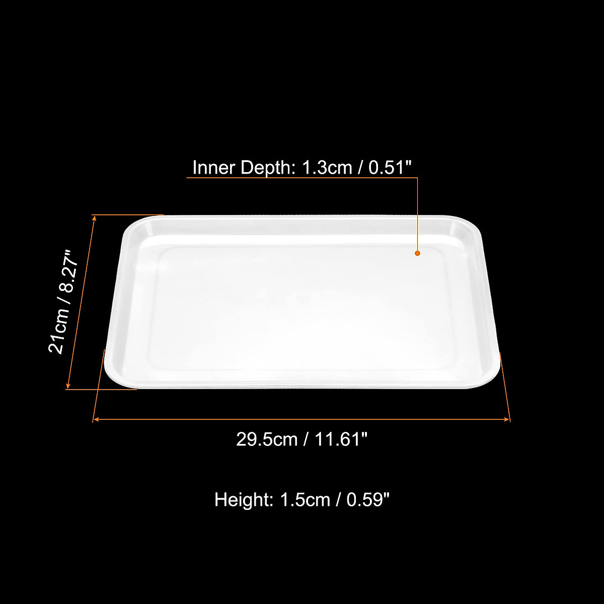 PATIKIL 12x8 Fast Food Tray, Plastic Reusable Recyclable Multi-Purpose Rectangle Serving Tray for Restaurant Home Kitchen, White