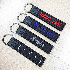 Personalized Keychain, Custom Embroidery Any Text Keychain, Key Ring Accessories suitable for Men's gift Motorcycle Car Scooter Black