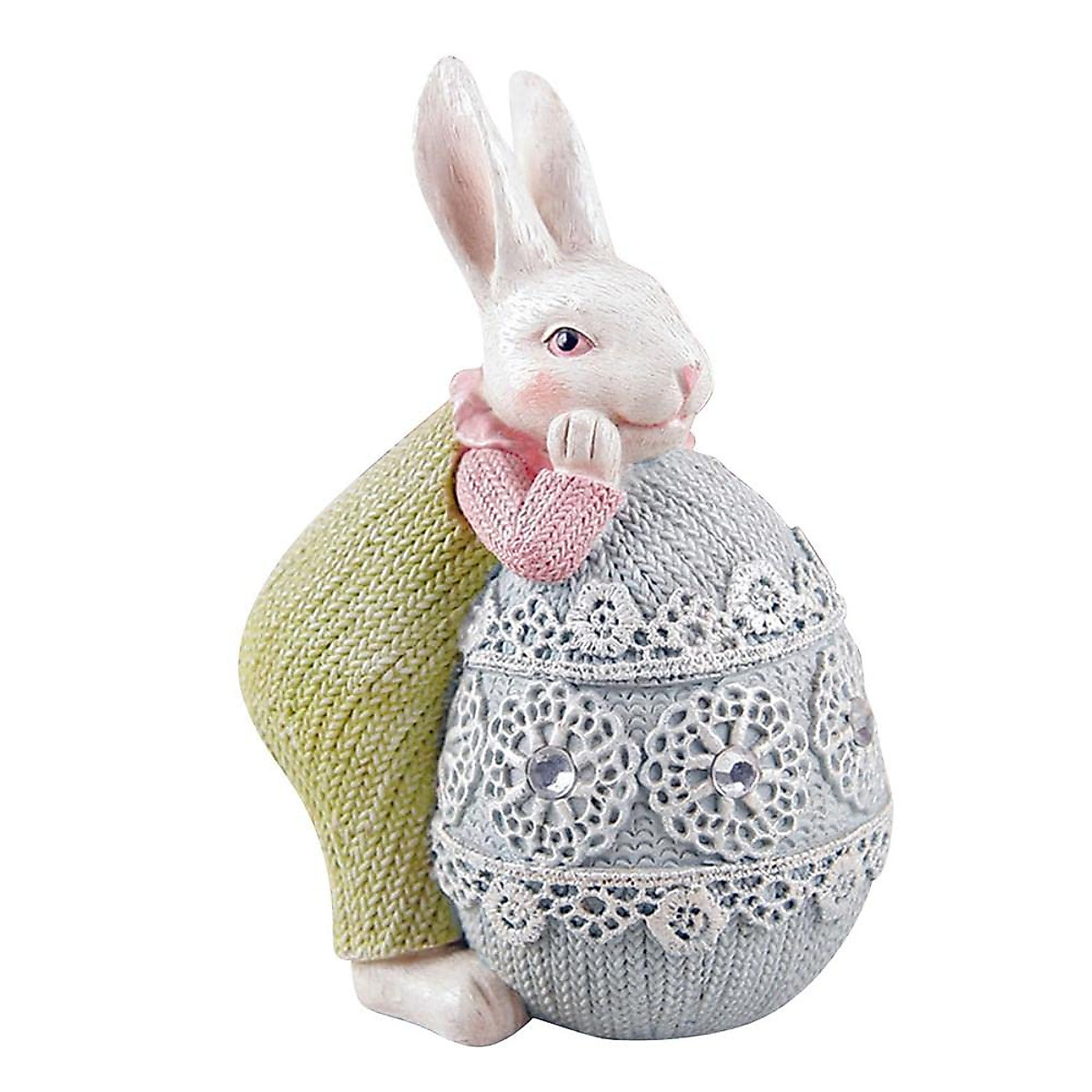 YANGMEI Easter Cute Rabbit Decorations Resin Bunny Miniature Figurines Easter Eggs Home Decor Garden Animal Statues Everyday Collection