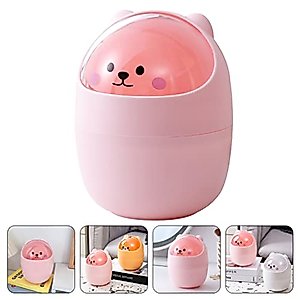 Cabilock Desktop Garbage Bin with Lid Lovely Mini Trash Bin Desktop Trash Container Cartoon Garbage Can Container for Home Office