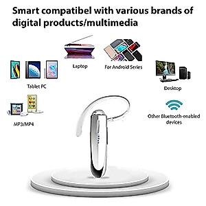 VOLT+ TEK STYZ Headset Compatible with Lava Blaze NXT in Ear Bluetooth 5.0 Wireless Earpiece, IPX3 Waterproof, Dual Microphones, Noise Reduction (White/Silver)