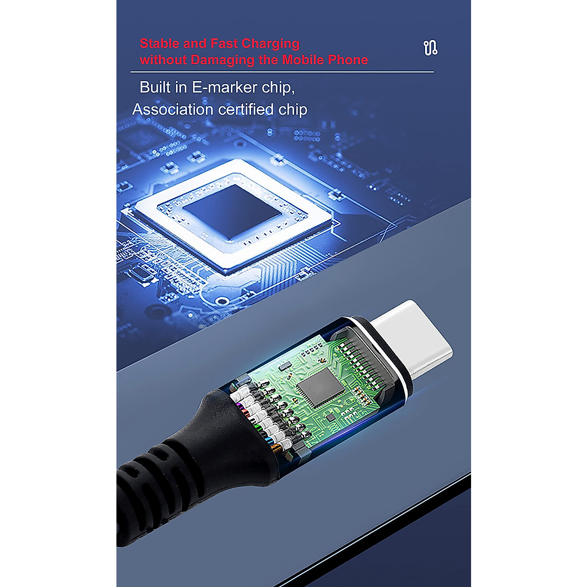 USB C to USB Cable 4 Feet, 240W Thunderbolt 4 Cable 4ft Type-C Thunderbolt 4 Cable Monitor Cable Supports 40Gbps Data Transfer