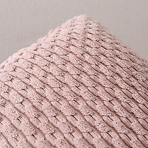 Fancy Homi 2 Packs Dusty Pink Decorative Throw Pillow Covers 18x18 Inch with Pom-poms for Couch Bedroom Living Room, Farmhouse Boho Home Decor, Soft Cute Plush Corduroy Blush Cushion Case 45x45 cm