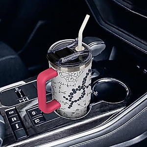 Chemical Formula 40oz Water Bottle Double Wall Insulated Tumbler with Handle Leakproof Travel Mug Light Rose Red-style