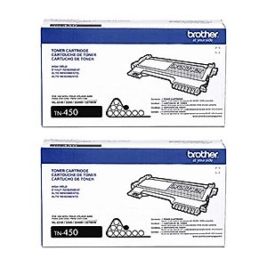 Genuine Brother TN450 (TN-450) Black Toner Cartridge 2-Pack