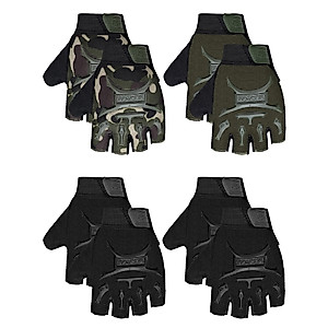 SATINIOR 4 Pairs Kids Cycling Gloves Half Finger Bike Gloves Non-Slip Mitten Outdoor Sports Roller Skating Gloves for Boys and Girls