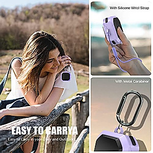 [with Lock] Armor Cover for Galaxy Buds Pro Case/Galaxy Buds 2 Case/Galaxy Buds Live Case,Shockproof PC+TPU Protective Cover for Samsung Buds 2/Buds Pro/Buds Live with Fashion Candy Keychain(Purple)