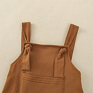 Aruzig Baby Boys Clothes for Gentleman Outfits Infant Boy Girl Suspender Pants Onepiece Jumpsuit Pocket Outfit (Brown, 6-12 Months)